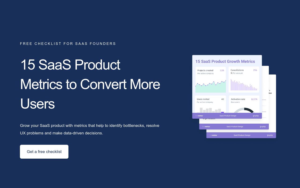 Free 15 SaaS Product Metrics to Checklist